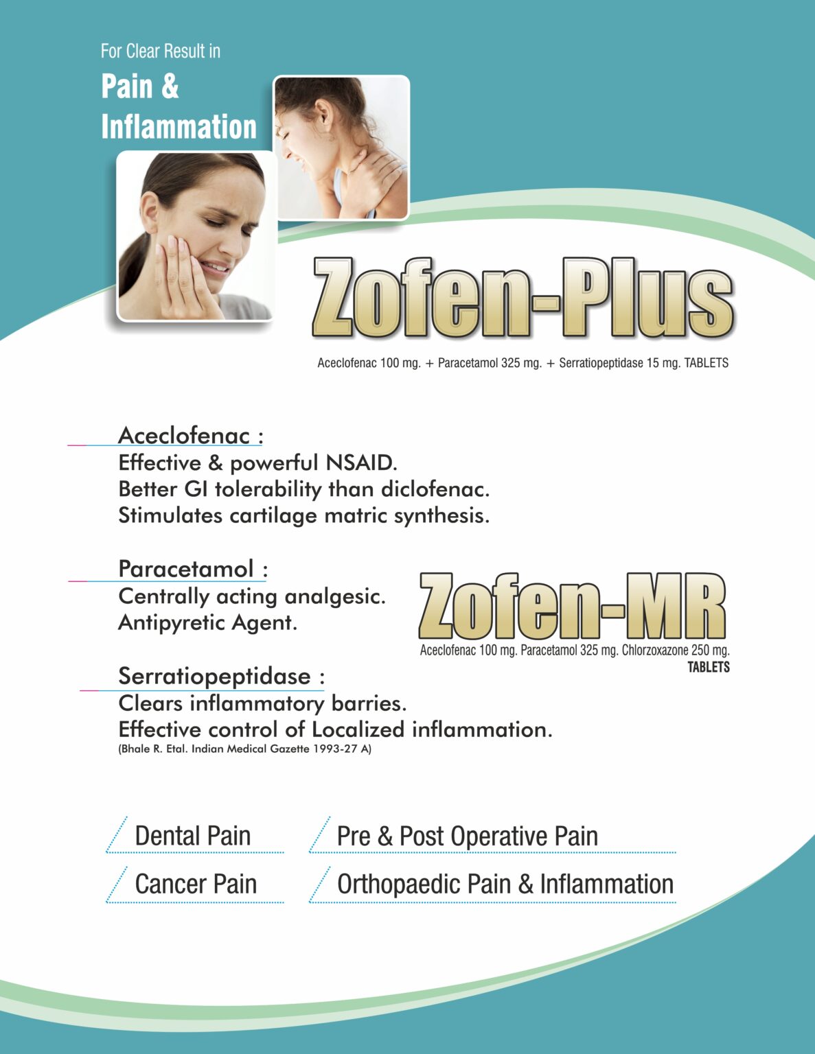 Zofen | Aceclofenac+ Paracetamol+ Chlorzoxazone Tablet