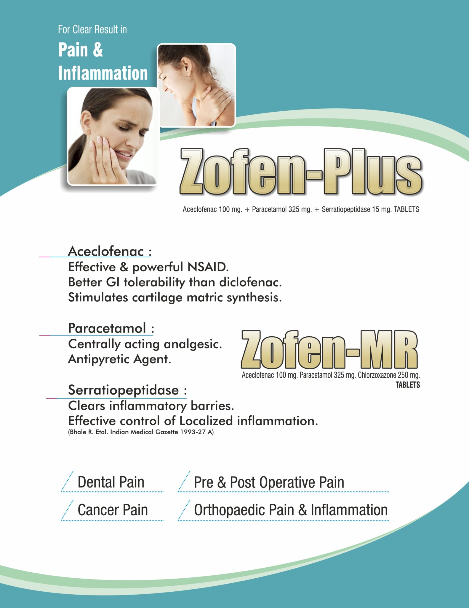 Zofen | Aceclofenac+ Paracetamol+ Chlorzoxazone Tablet
